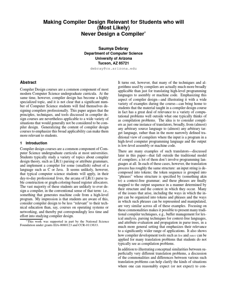 Teaching Compilers | PDF | Parsing | Compiler Teaching Compilers | PDF | Parsing | Compiler