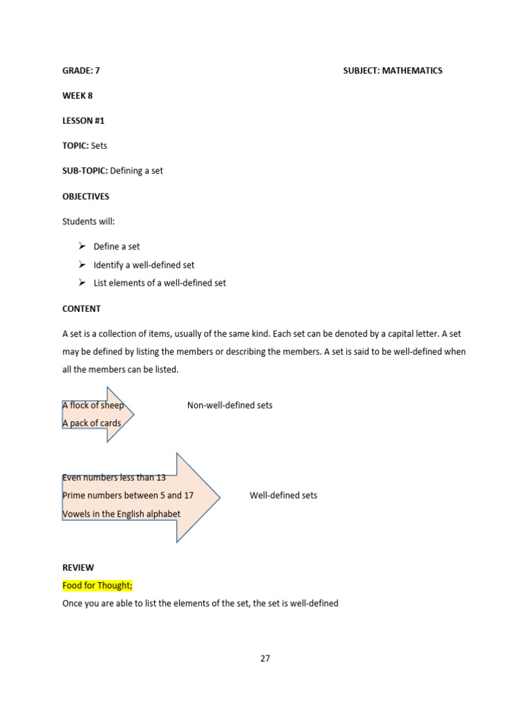 Grade 7 Mathematics Week 8 Lesson 1 | PDF