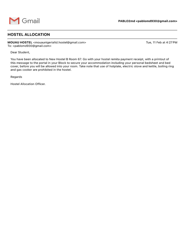 Hostel Allocation | PDF