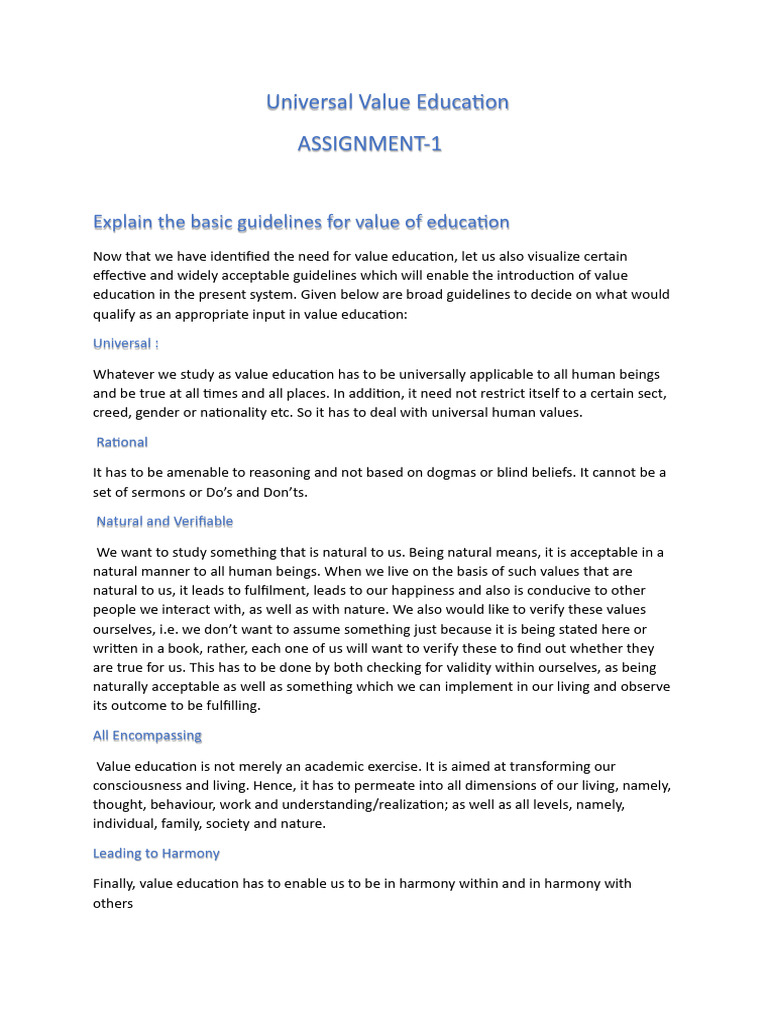 UHV Assignment1 | PDF