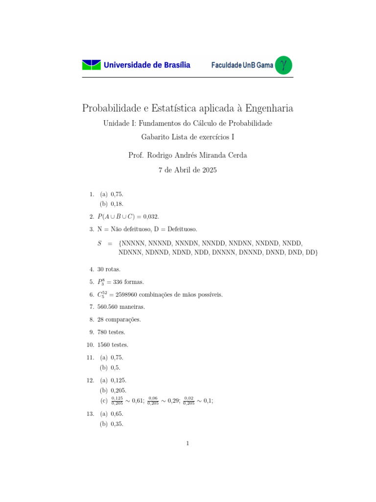Gabarito Lista1 | PDF