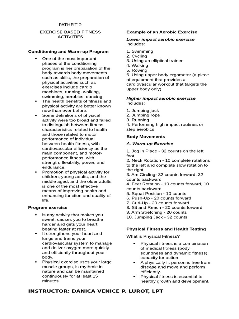 Pe 2 Pathfit 2 Docs | PDF | Physical Fitness | Strength Training