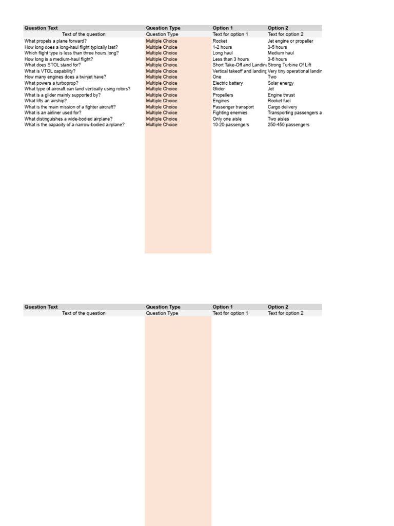 Quizziz Types of Planes - XLSX - Create A Quiz | PDF | Aircraft | Airplane