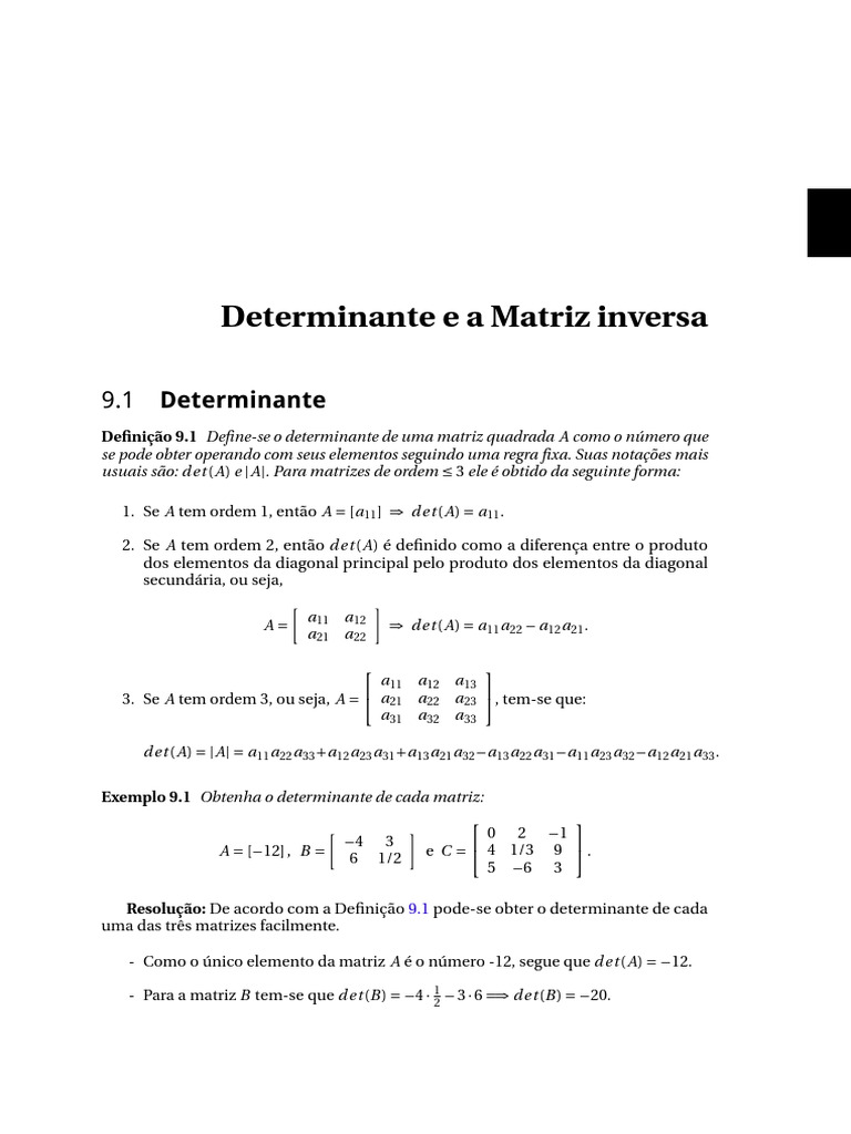 Determinante e Matriz Inversa | PDF | Determinante | Matriz (Matemática)