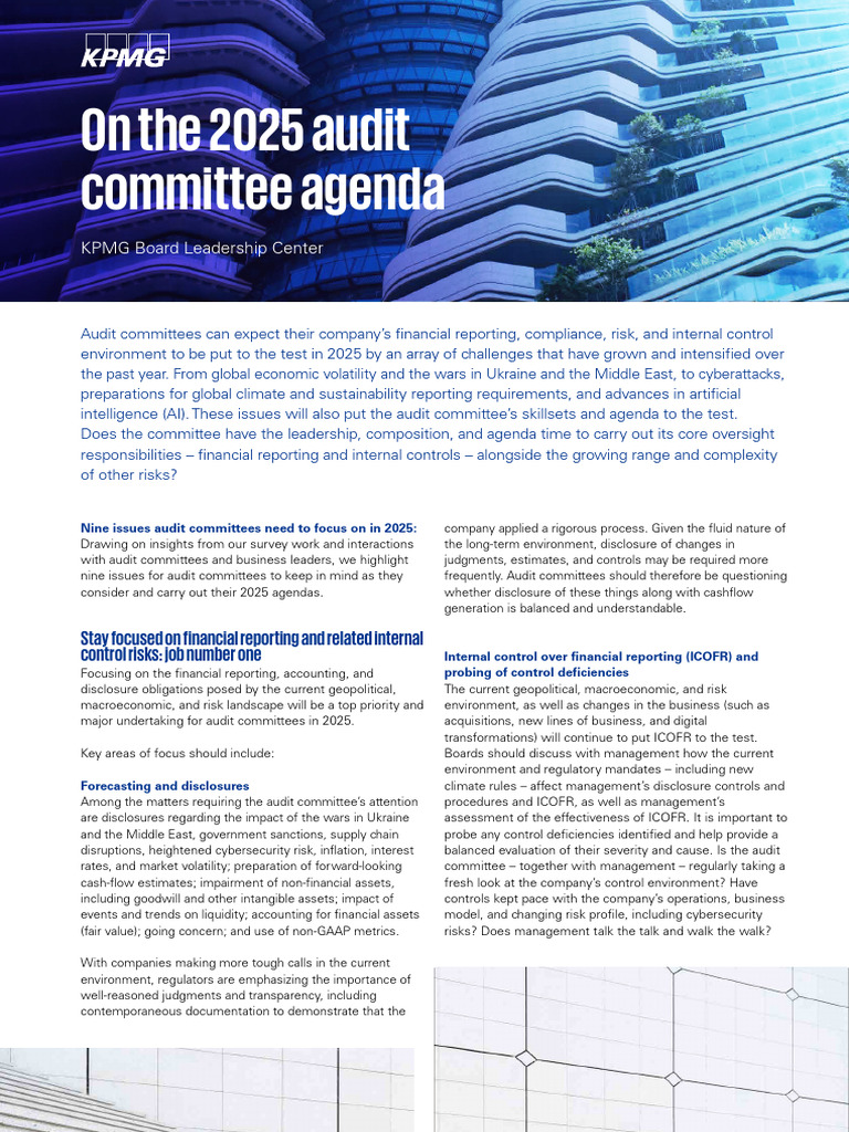 KPMG 2025 On-The-Audit-Committee-Agenda - Pdf.coredownload - Inline PDF ...