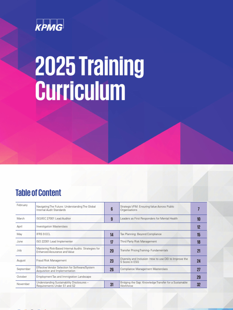 KPMG 2025 FY25 Training Brochure | PDF | Internal Audit | Audit