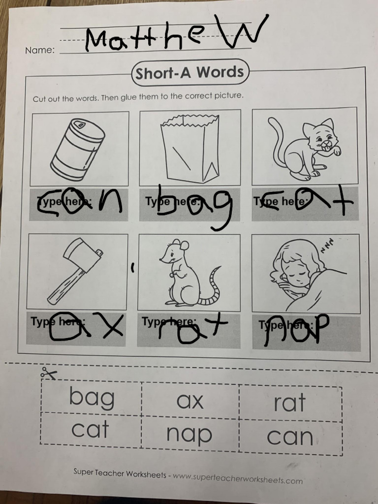 Edited - MATTHEW ALVAREZ - Bernal Unit 1, Week 1: Short A Words | PDF