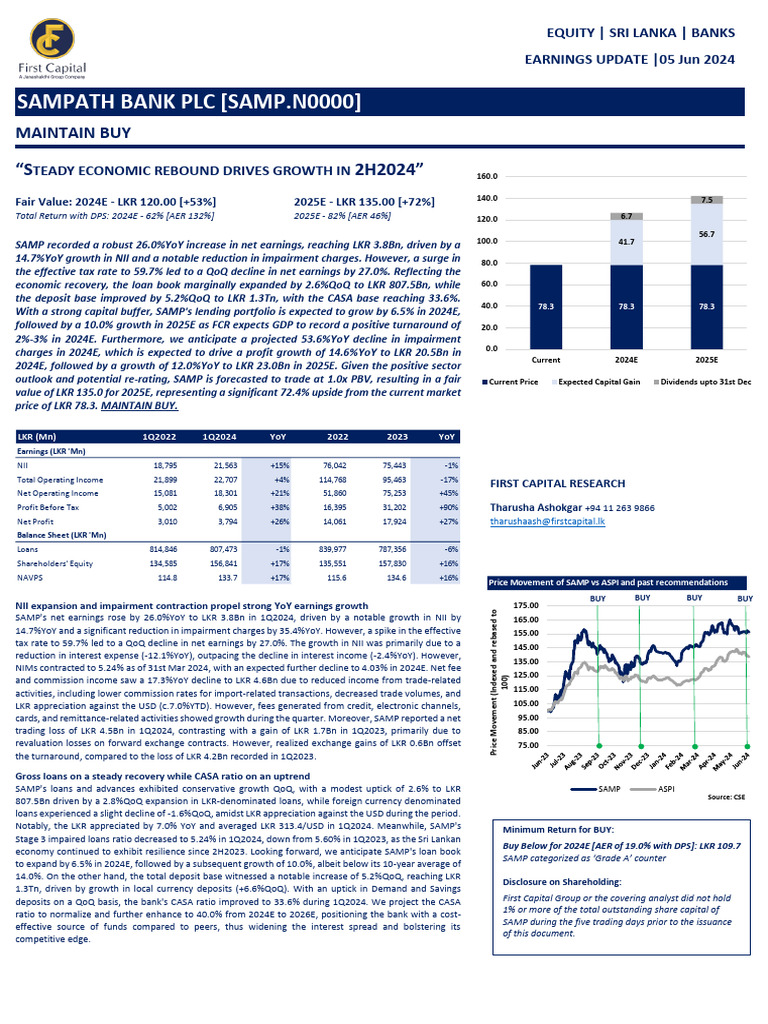 Samp Earnings Update Maintain Buy 05-06-24 | PDF | Financial Markets ...