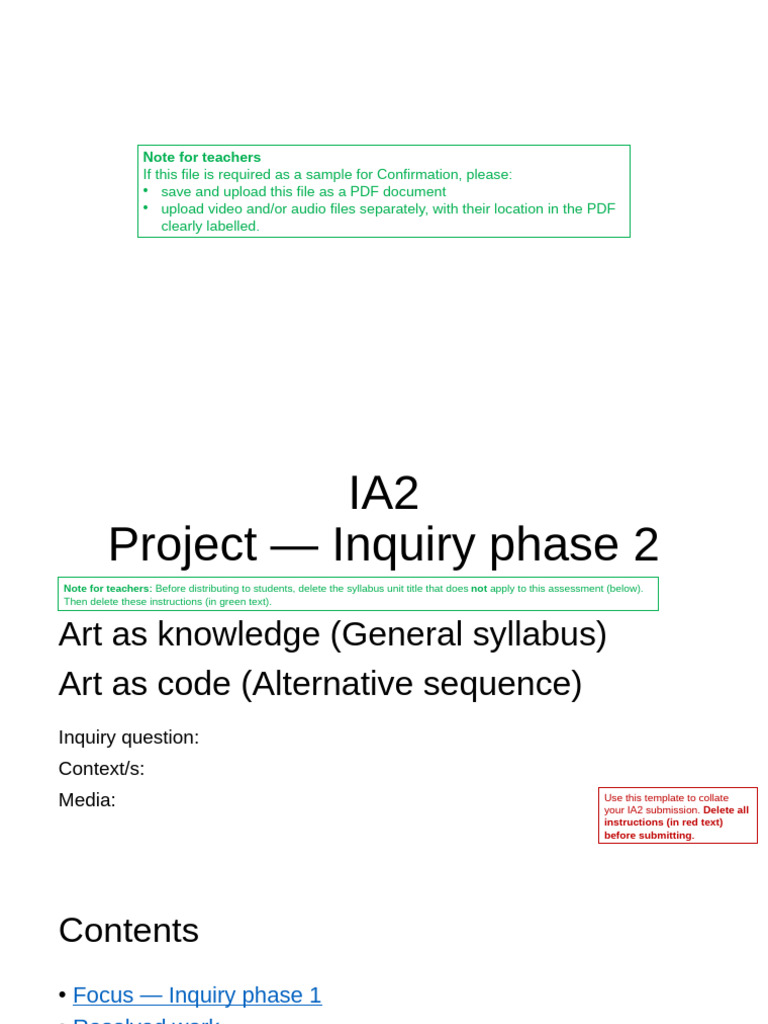 IA2 QCAA Template (Autosaved) Visual Art | PDF