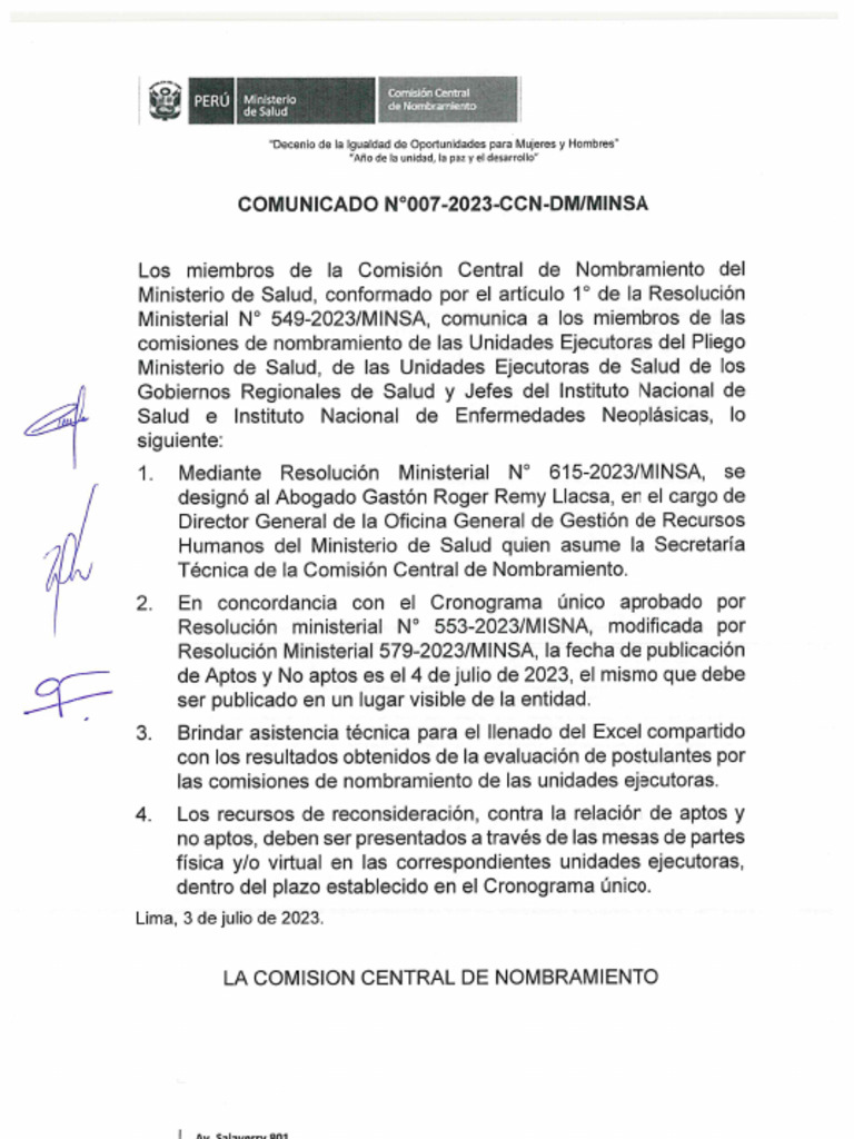 Comunicado 007 2023 CCN DM | PDF