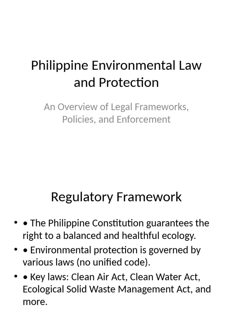 Philippine Environmental Law Overview | PDF | Environmental Law | Waste ...