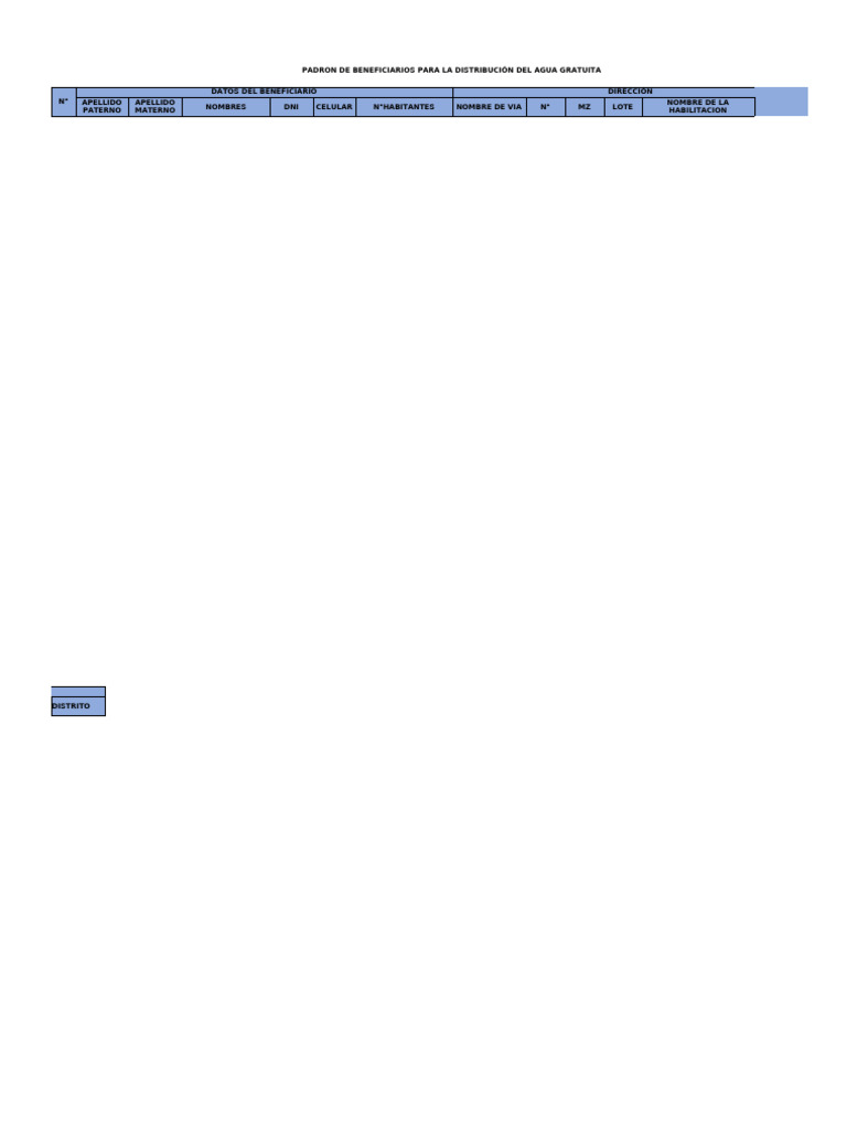 Padron de Beneficiarios - Modelo | PDF