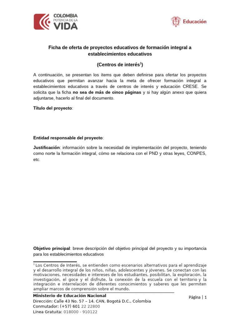 Anexo Ficha Estructura Centros de Interes | PDF | Cognición | Aprendizaje