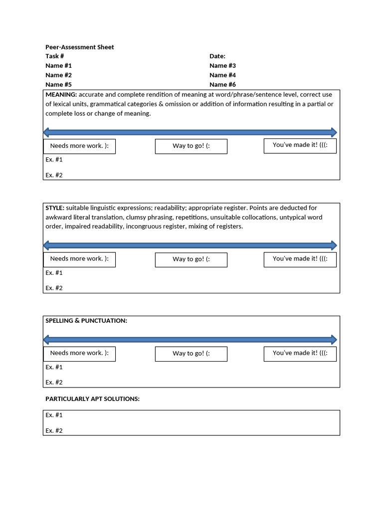 Peer Assessment Sheetsz | PDF