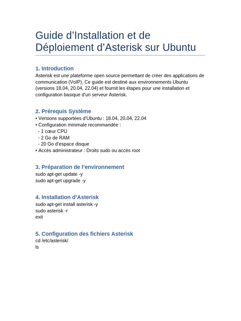 Guide Asterisk Ubuntu | PDF | séance d'initiation au protocoles | Serveur (Informatique)