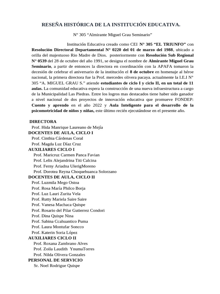 RESEÑA I.E 305 | PDF