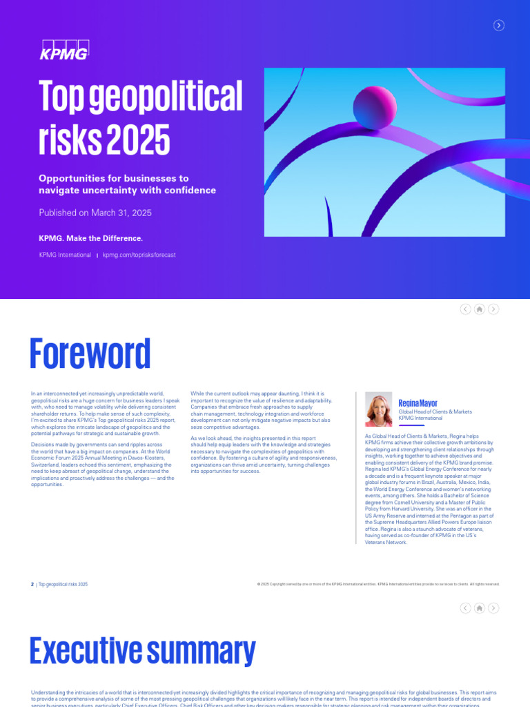 KPMG 2025 Top-Geopolitical-Risks-2025-Web | PDF | Tariff | Risk