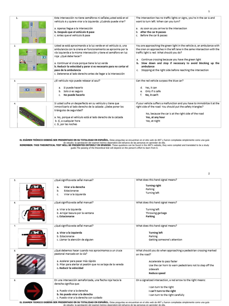 Drivers Licens Questions | PDF | Infraestructura de transporte | Conducción