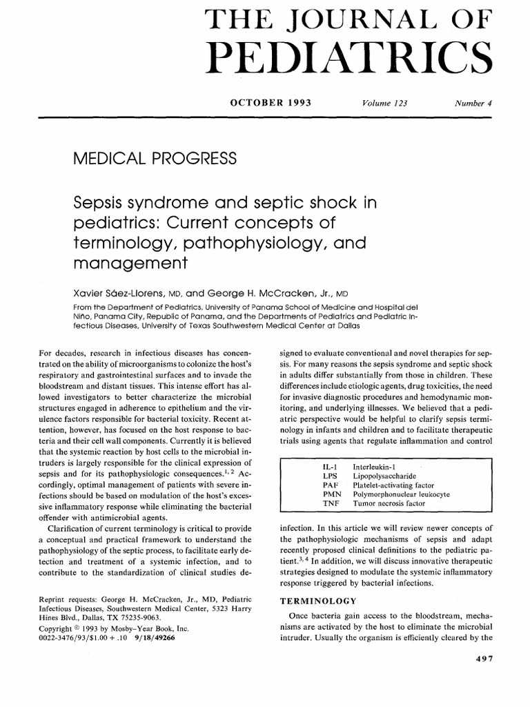 Pediatric Sepsis: Terminology and Management | PDF | Sepsis | Inflammation