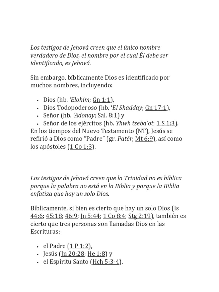 11 doctrinas de los testigos de Jehova | PDF | Jesús | Dios