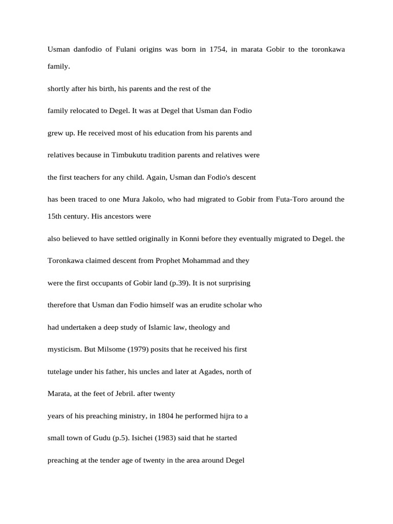 Usman Dan Fodio by Kefas Lungu | PDF