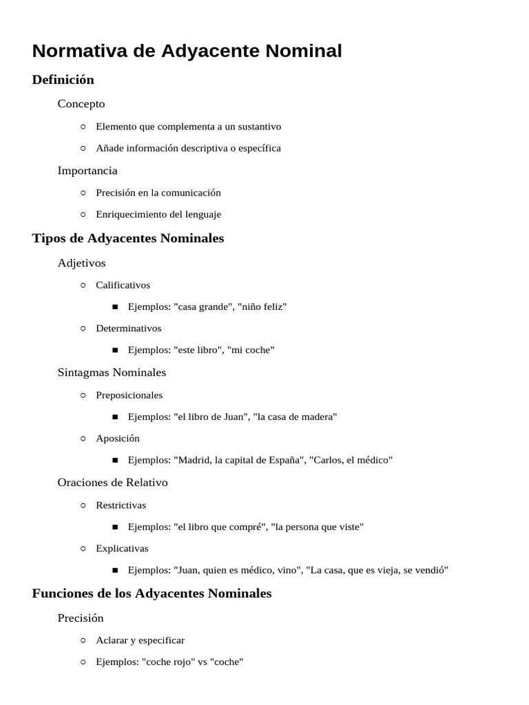 Normativa de Adyacente Nominal | PDF