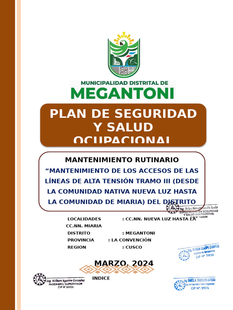 1.00 Plan de Seguridad y Salud | PDF | Seguridad y salud ocupacional | Valores