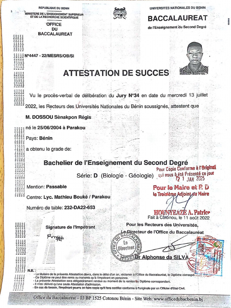 Attestation Du Bac | PDF