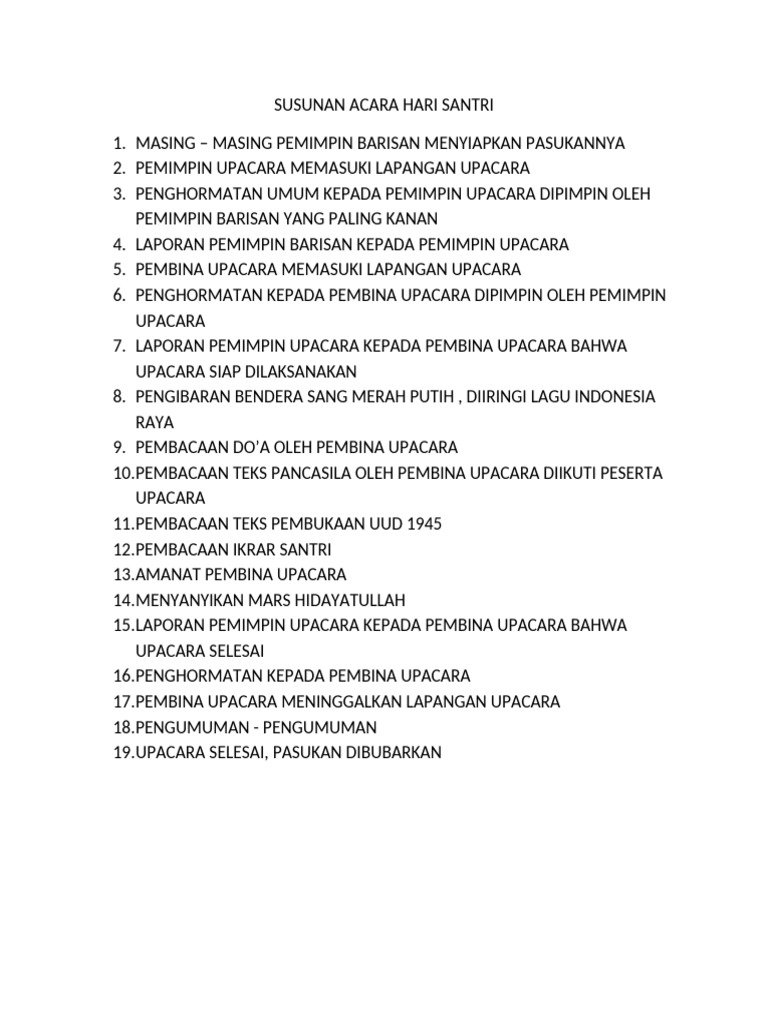 Susunan Acara Hari Santri | PDF