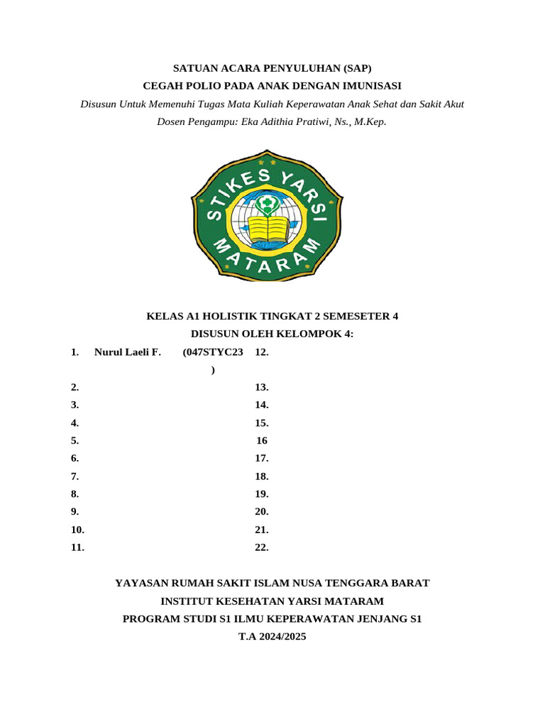 K-2 SAP IMUNISASI POLIO | PDF
