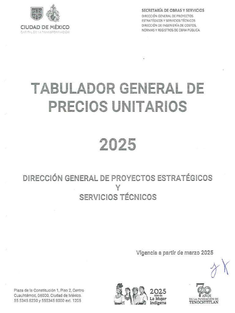 Notas Del Tabulador General de Precios Unitarios Edicion 2025 Unlocked ...