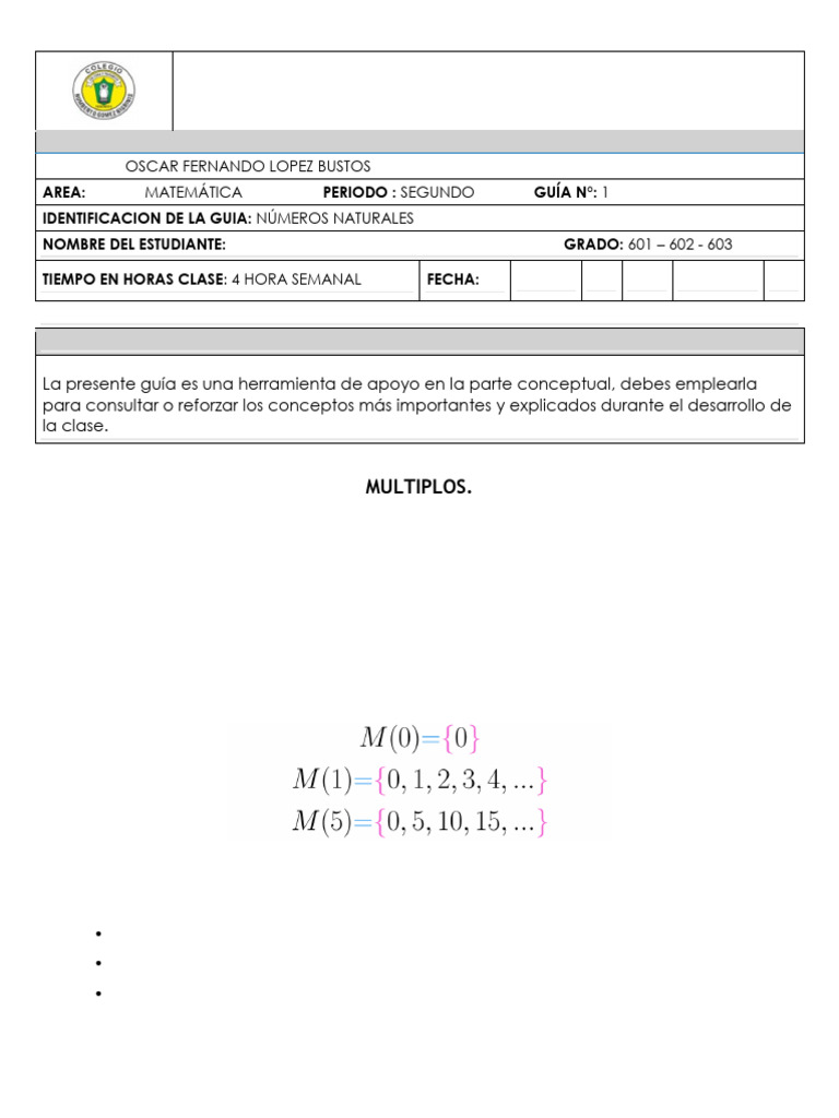 GU-A DID-CTICA 1 - MATEM-TICA 6 - Periodo 2 | PDF | Número primo ...