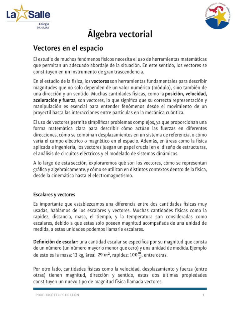 Álgebra Vectorial | PDF