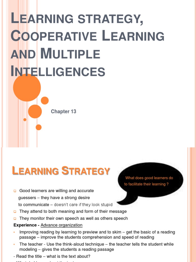 Learning Strategy, Cooperative Learning and Multiple Intelligences ...