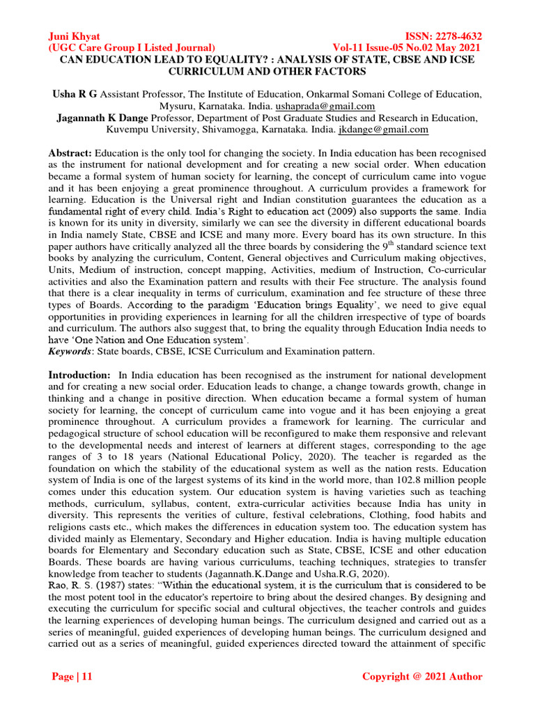 Can Education Lead To Equality Analysis | PDF | Curriculum | Learning