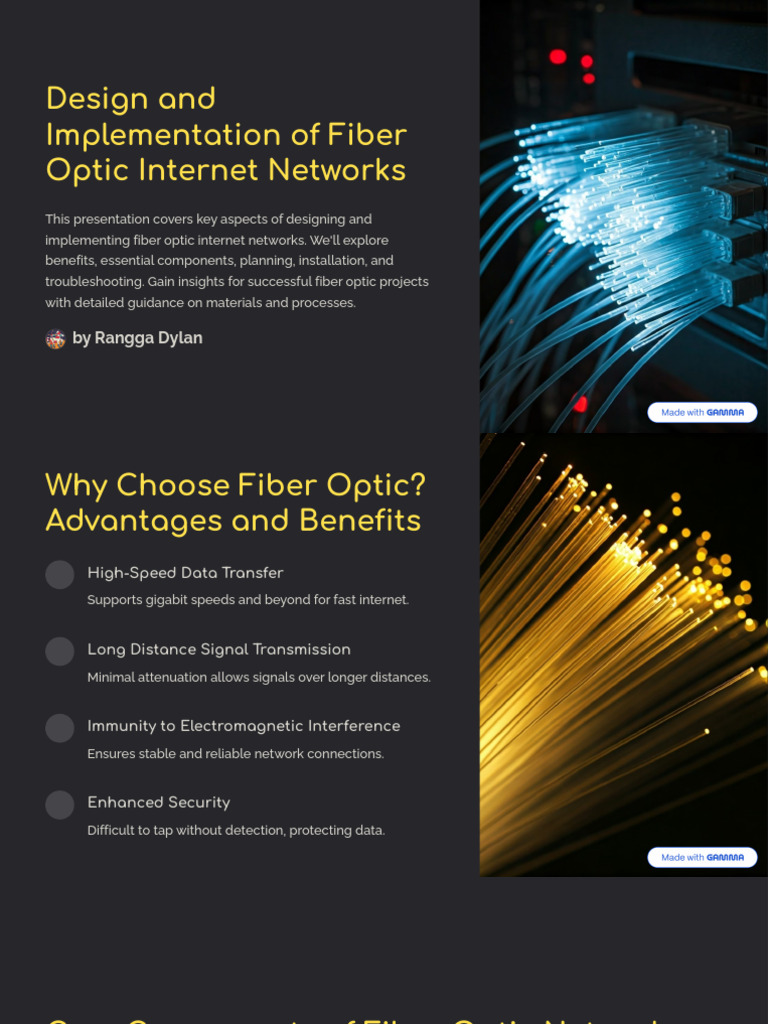 Design and Implementation of Fiber Optic Internet Networks | PDF