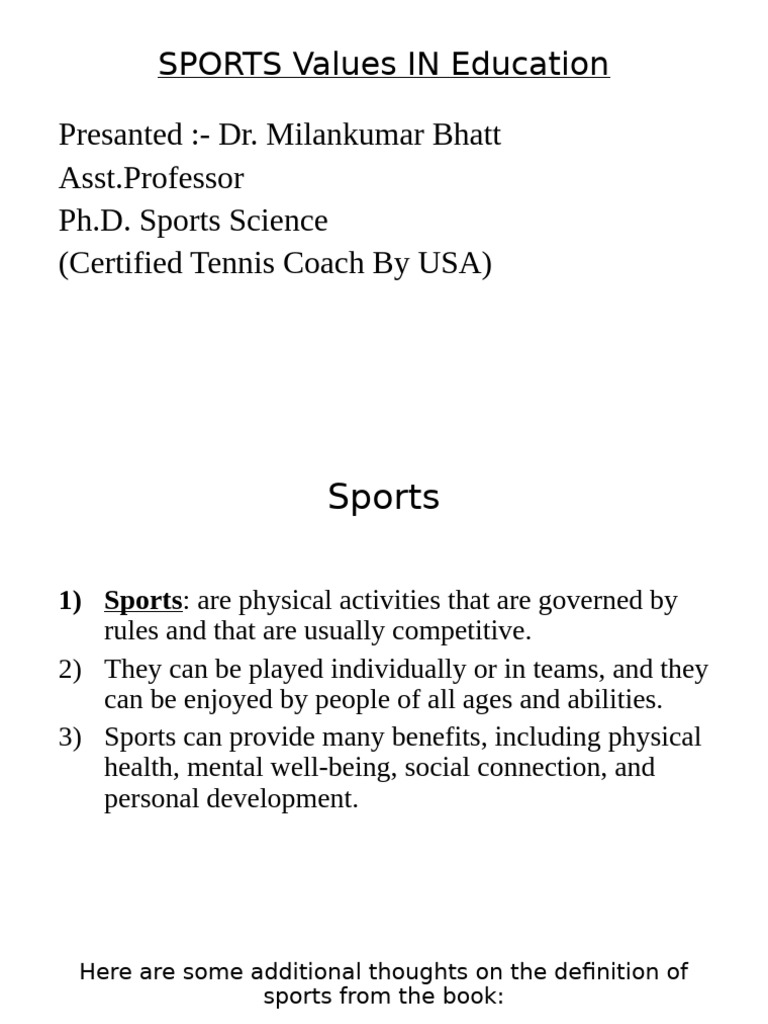 Olympic Values in Education and Sports | PDF