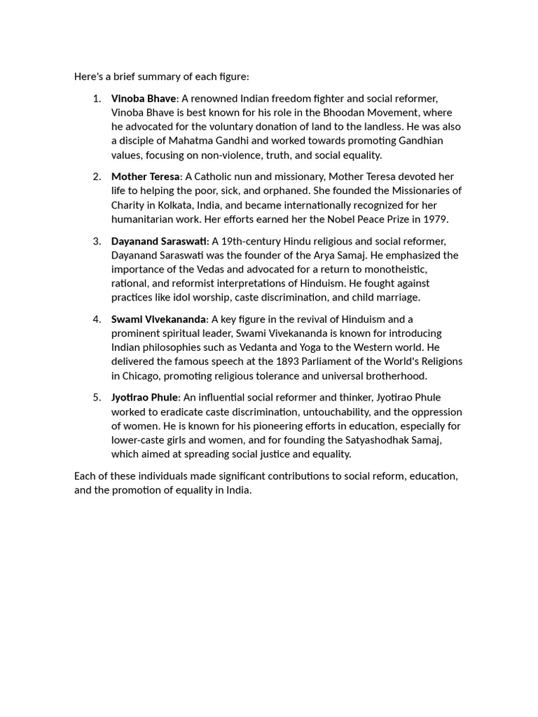Key Social Reformers of India | PDF
