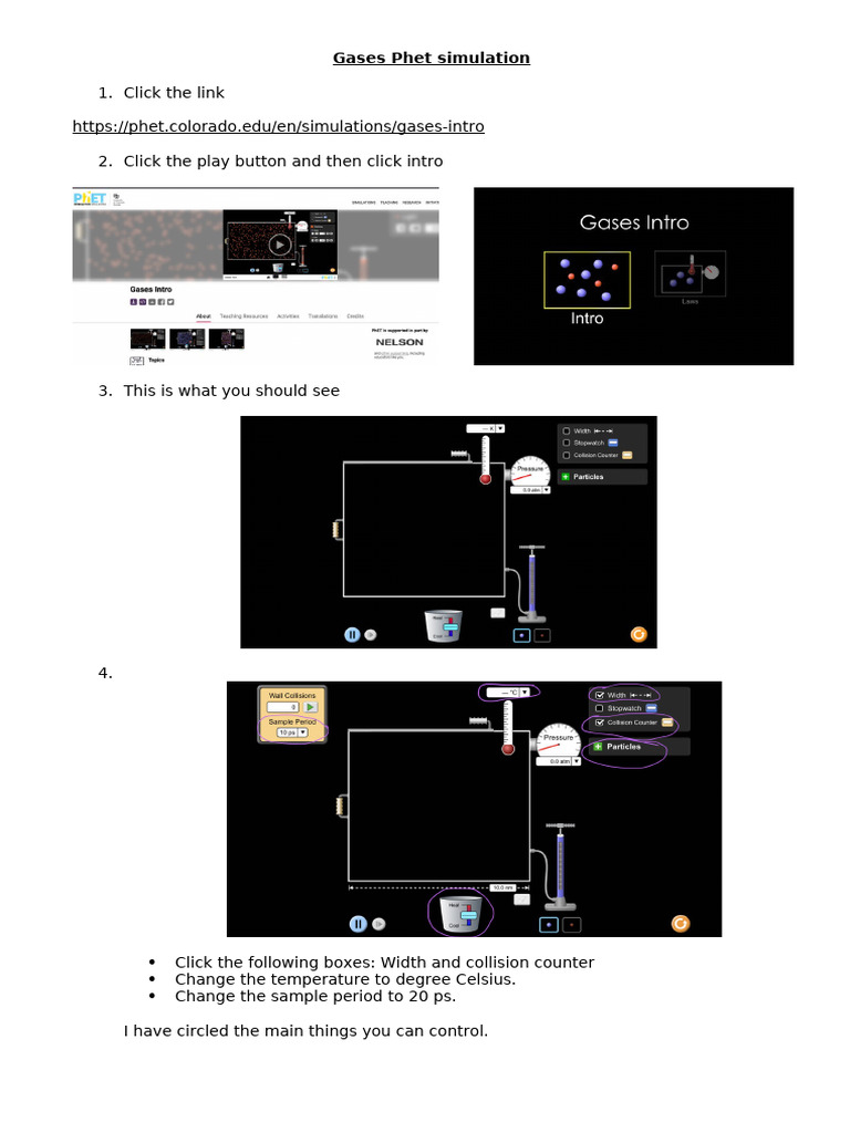 WS For Relief - Gasses Phet Simulation | PDF