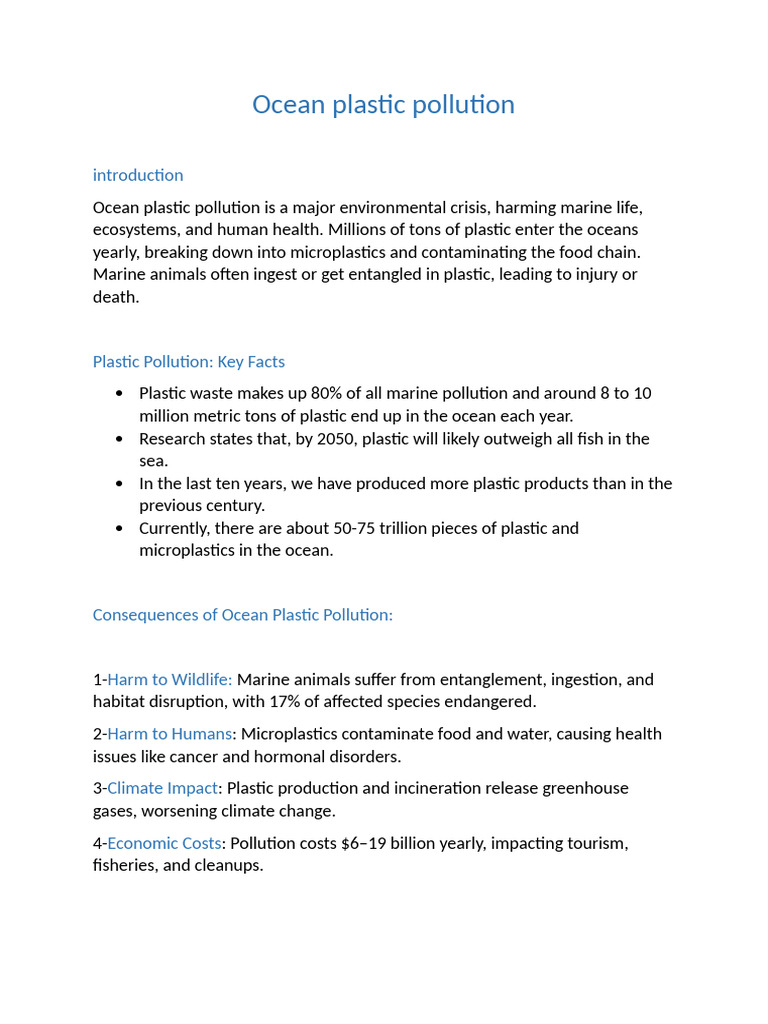 Ocean Plastic Pollution | PDF