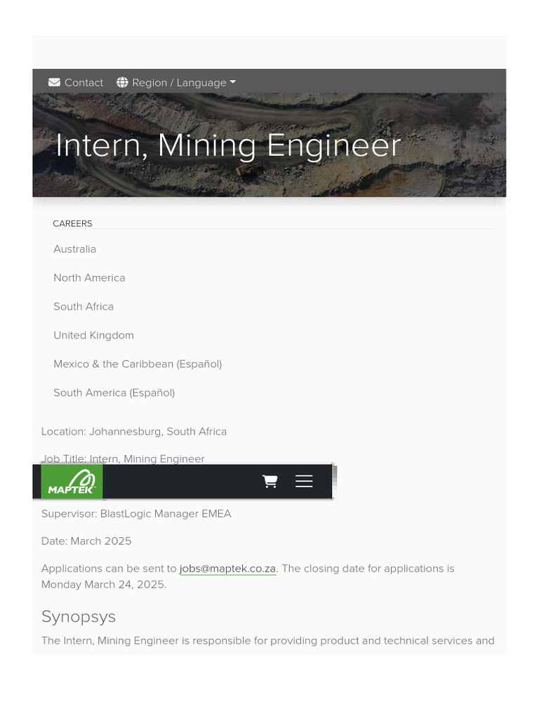 Maptek - Intern, Mining Engineer | PDF | Technical Support | Customer Relationship Management