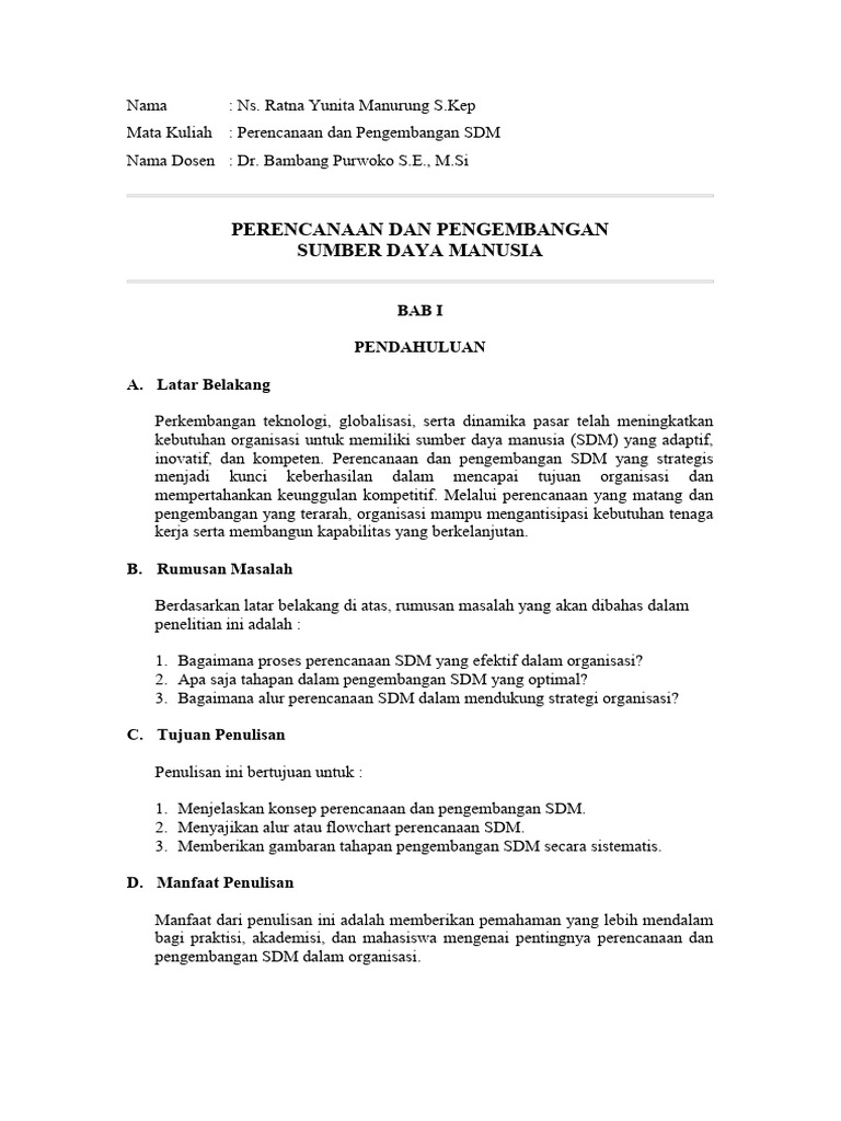 Tugas Pak Bambang Perencanaan Dan Pengembangan SDM | PDF