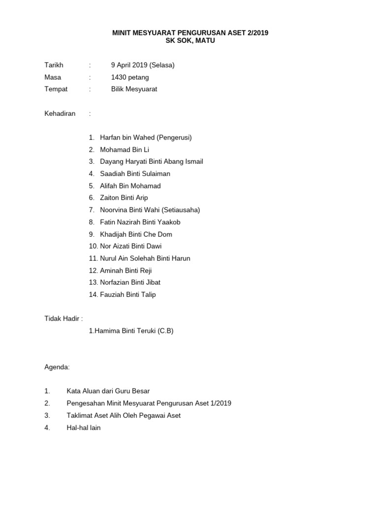 Minit Mesyuarat S2 2019 | PDF