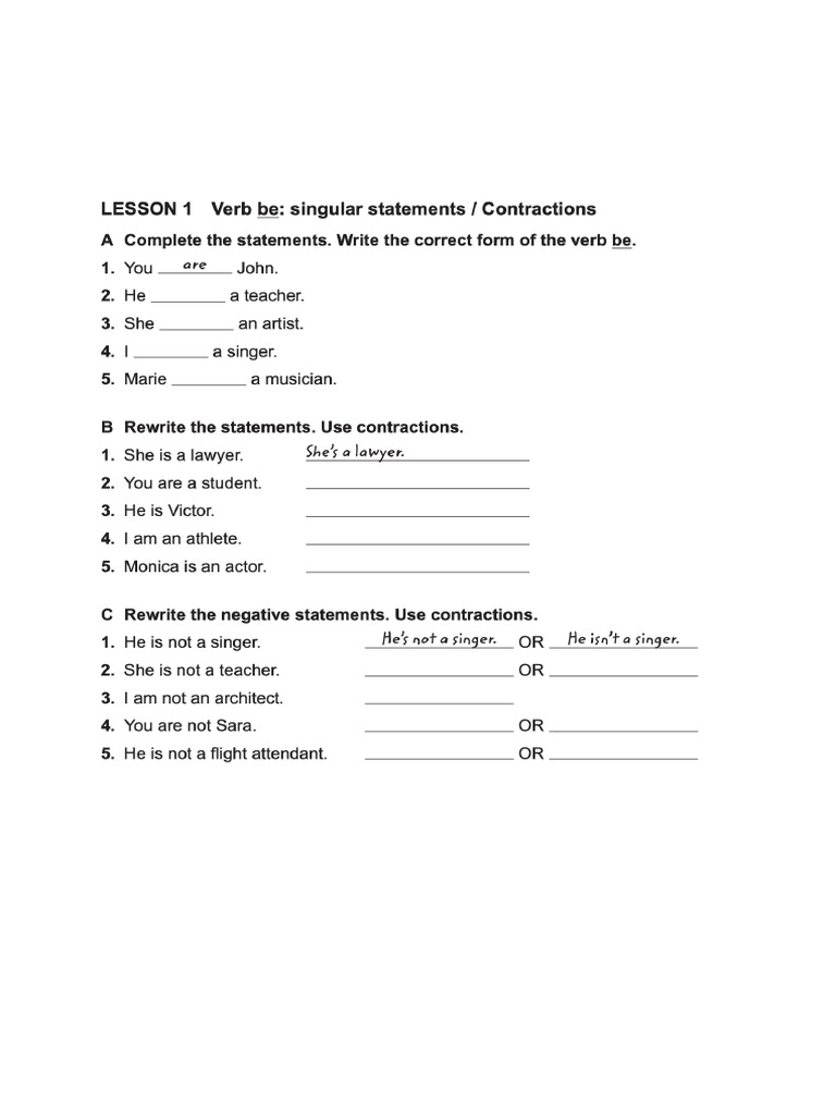 Lesson 1, 2, Verb Be | PDF