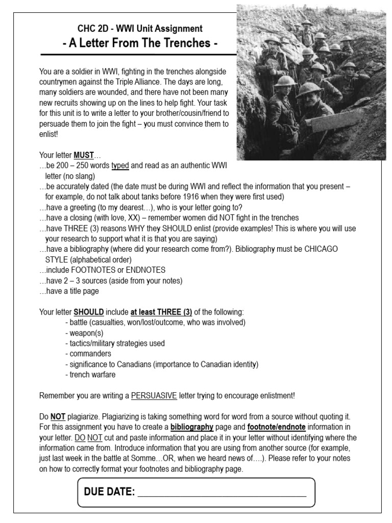 1 - WWI - Letter from the Trenches | PDF