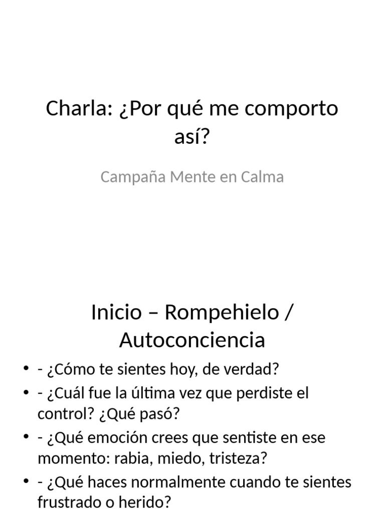 Charla Mente en Calma | PDF