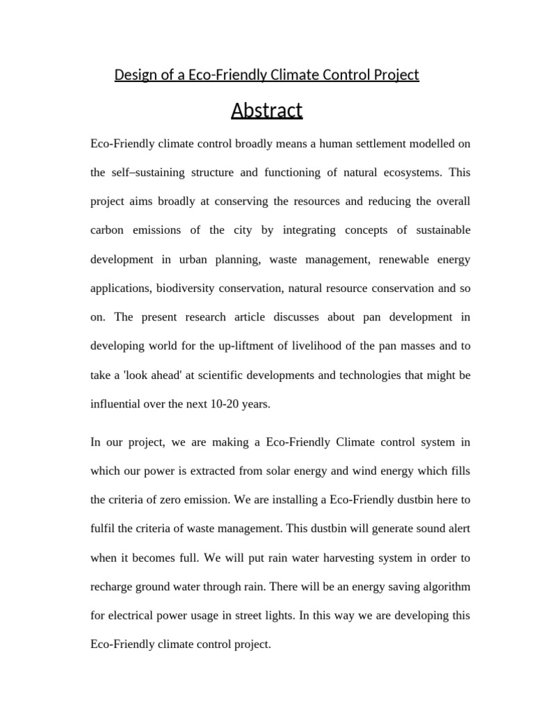Design of A Eco-Friendly Climate Control Project | PDF | Sustainable ...