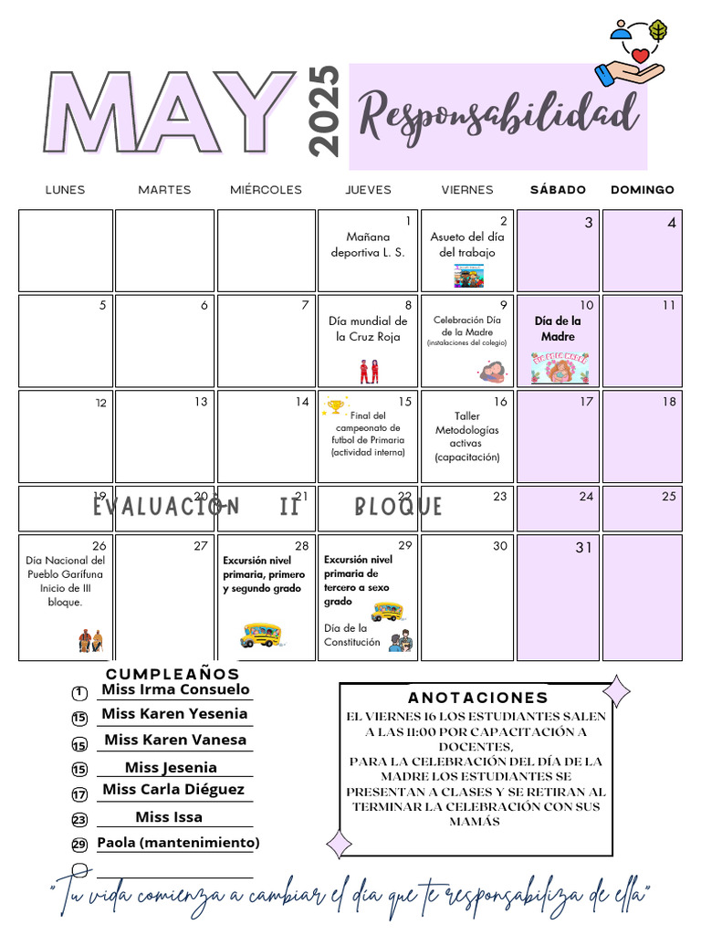 Calendario de Mayo LSP 2025 | PDF