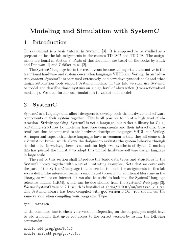 Modeling and Simulation with SystemC Tutorial | PDF | Constructor (Object Oriented Programming ...