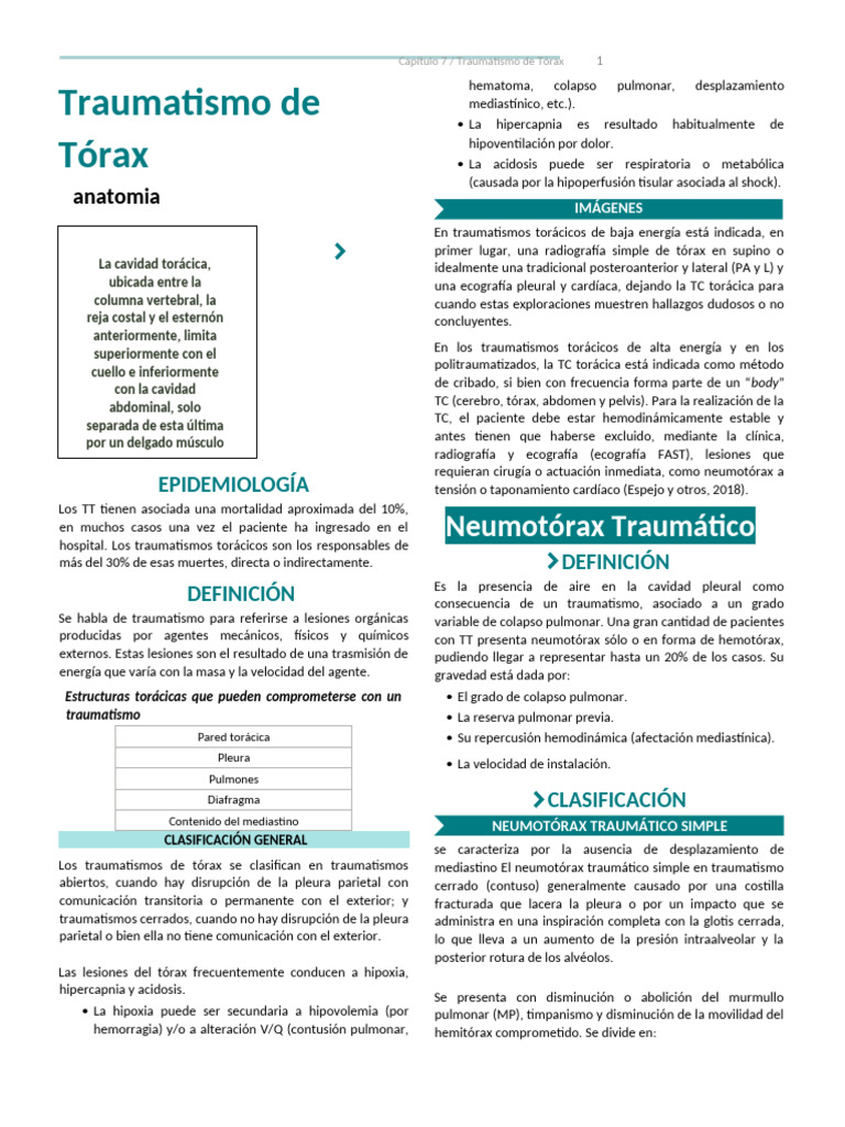 Traumatismo de Torax | PDF | Tórax | Emergencias Médicas